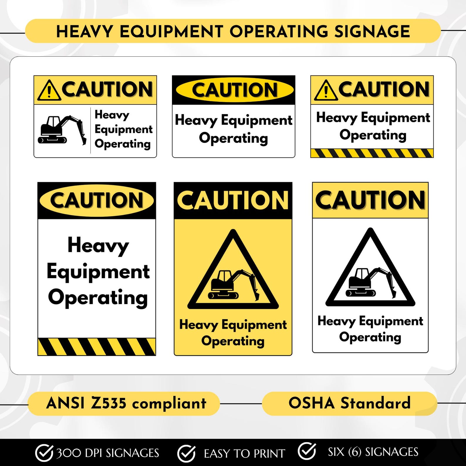 Heavy Equipment Operating Signage, Site Safety Signage, Heavy Equipment ...