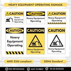 Heavy Equipment Operating Signage, Site Safety Signage, Heavy Equipment ...