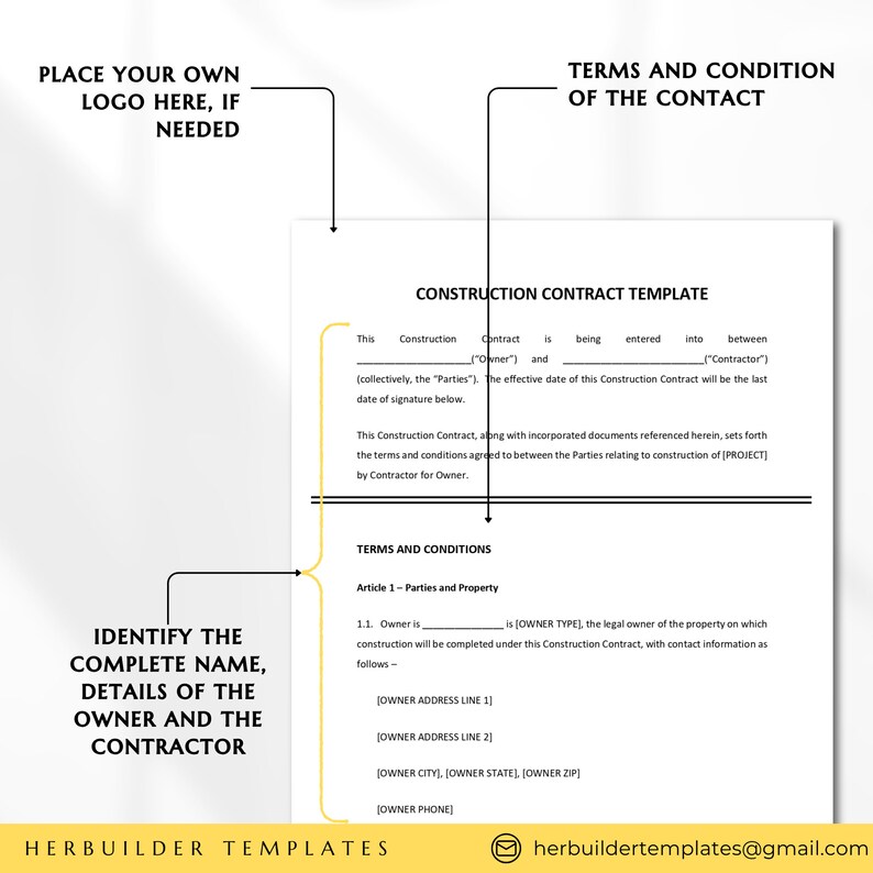 General Construction Contract Agreement, Building and Project Contract ...