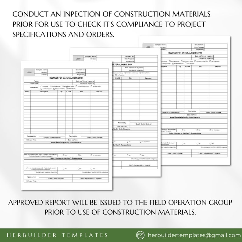 Request for Material Inspection, Inspection of Delivered Materials ...