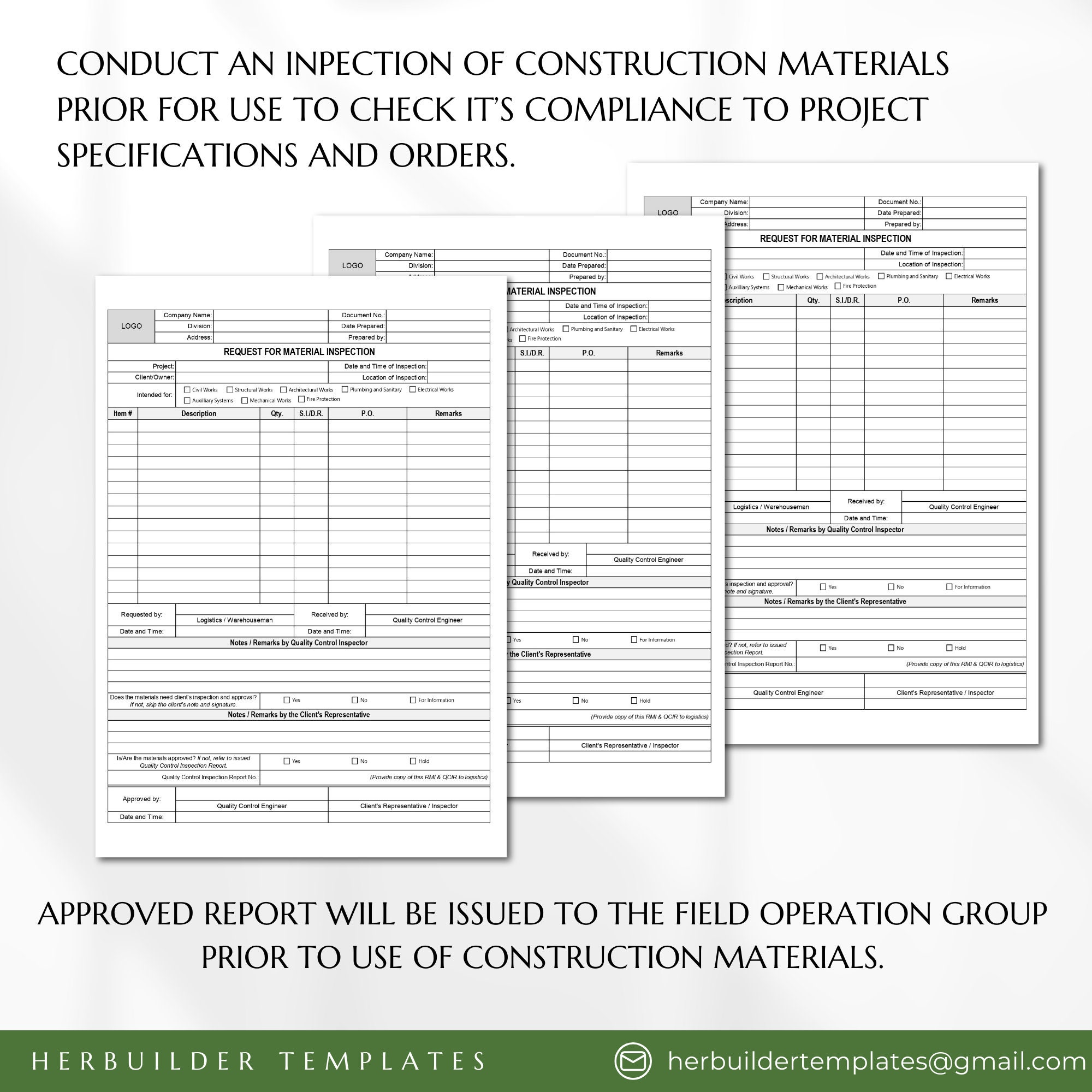 Request for Material Inspection, Inspection of Delivered Materials ...