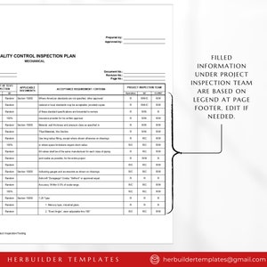 Quality Control Inspection Plan Template for Mechanical Works ...