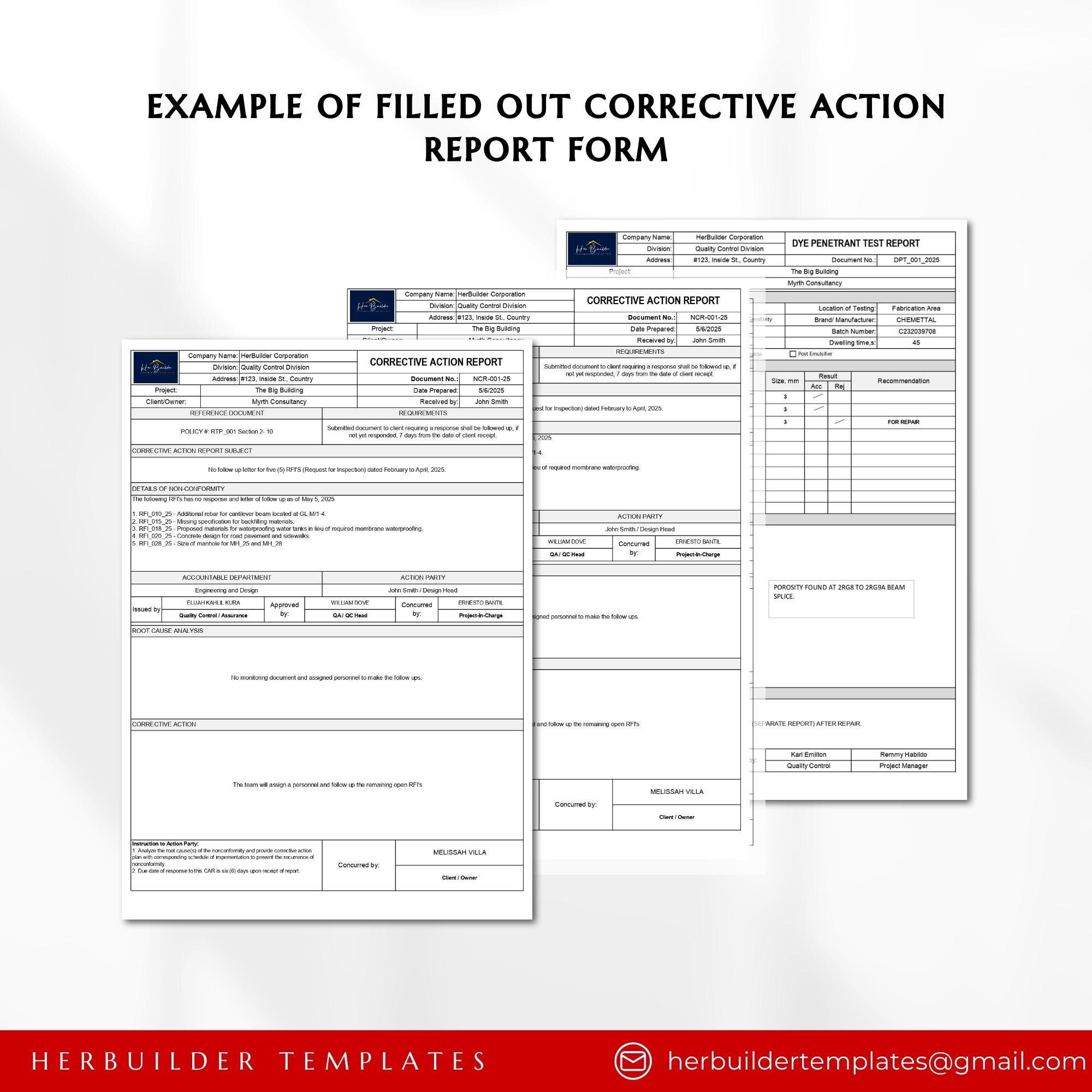 Corrective Action Report Form, Non-conformance Report, Preventive ...