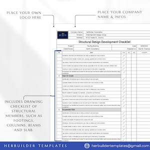 Structural Design Development Checklist, Drawing Checklist, Design ...