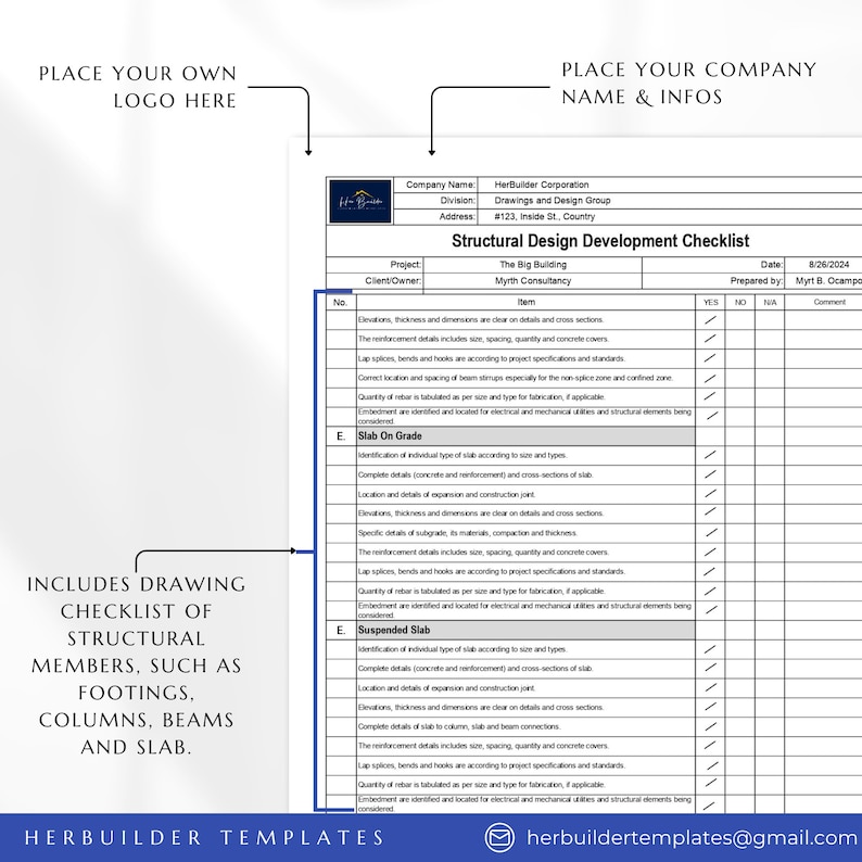 Structural Design Development Checklist, Drawing Checklist, Design ...