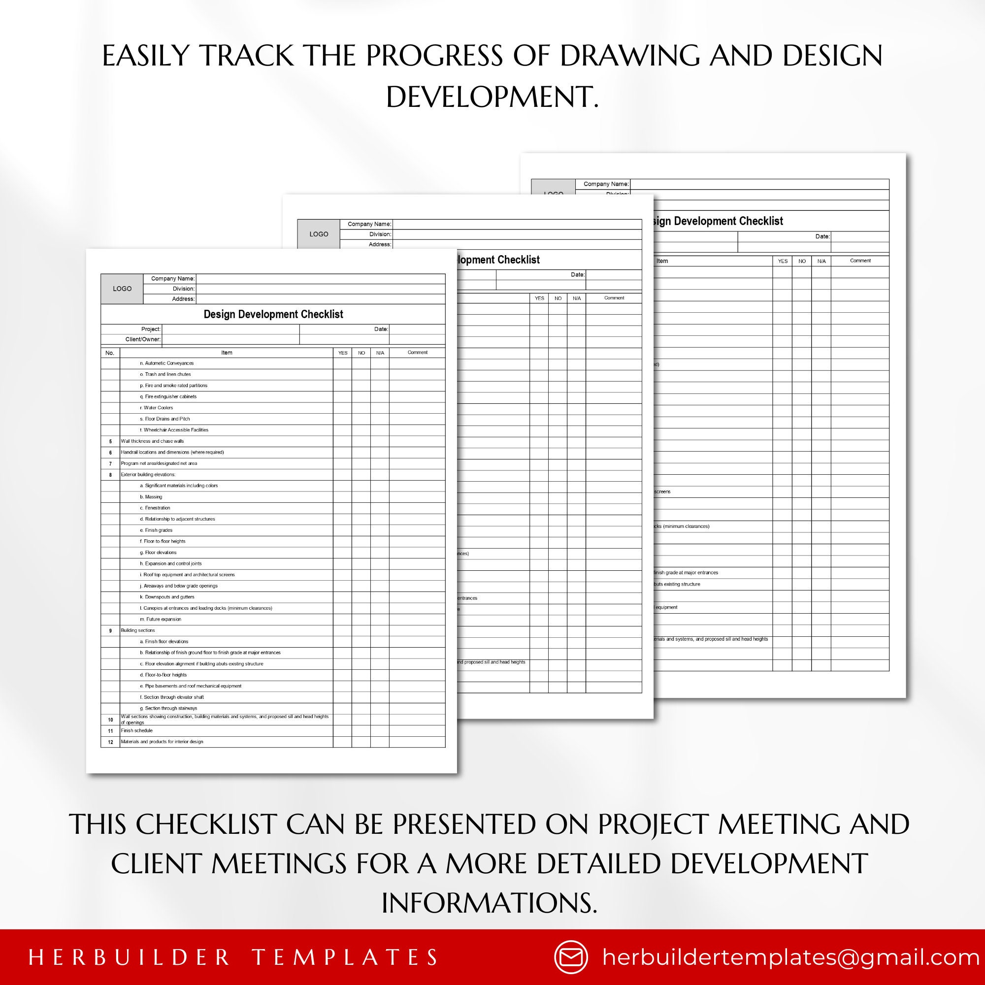 Design Development Checklist of a Construction Project, Drawing ...