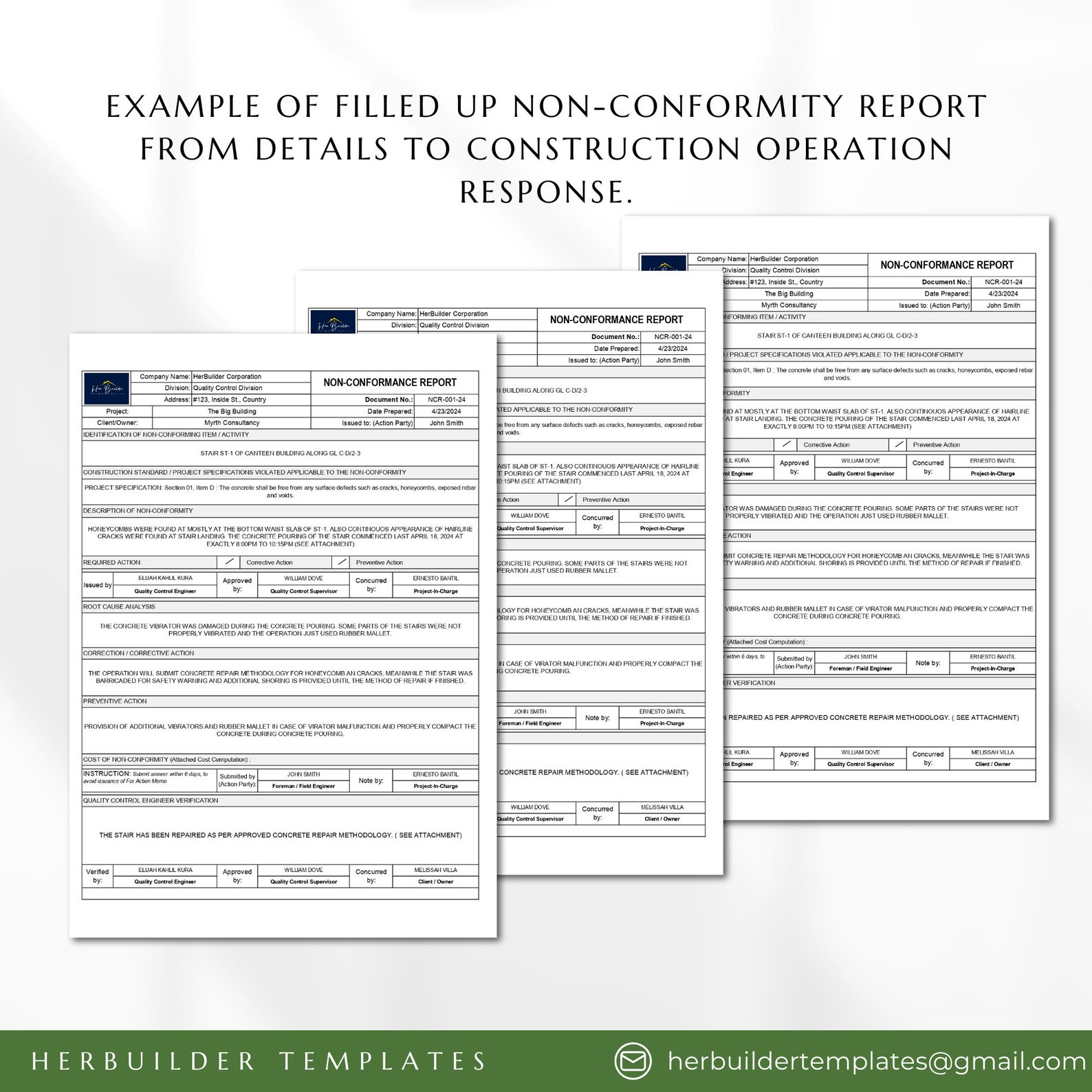 Non-conformance Report for Construction, Non-conformity Report, Quality ...
