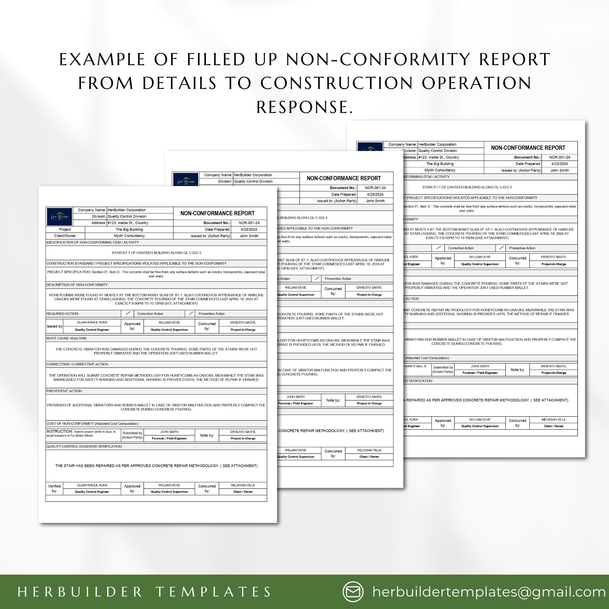 Non-conformance Report for Construction, Non-conformity Report, Quality ...