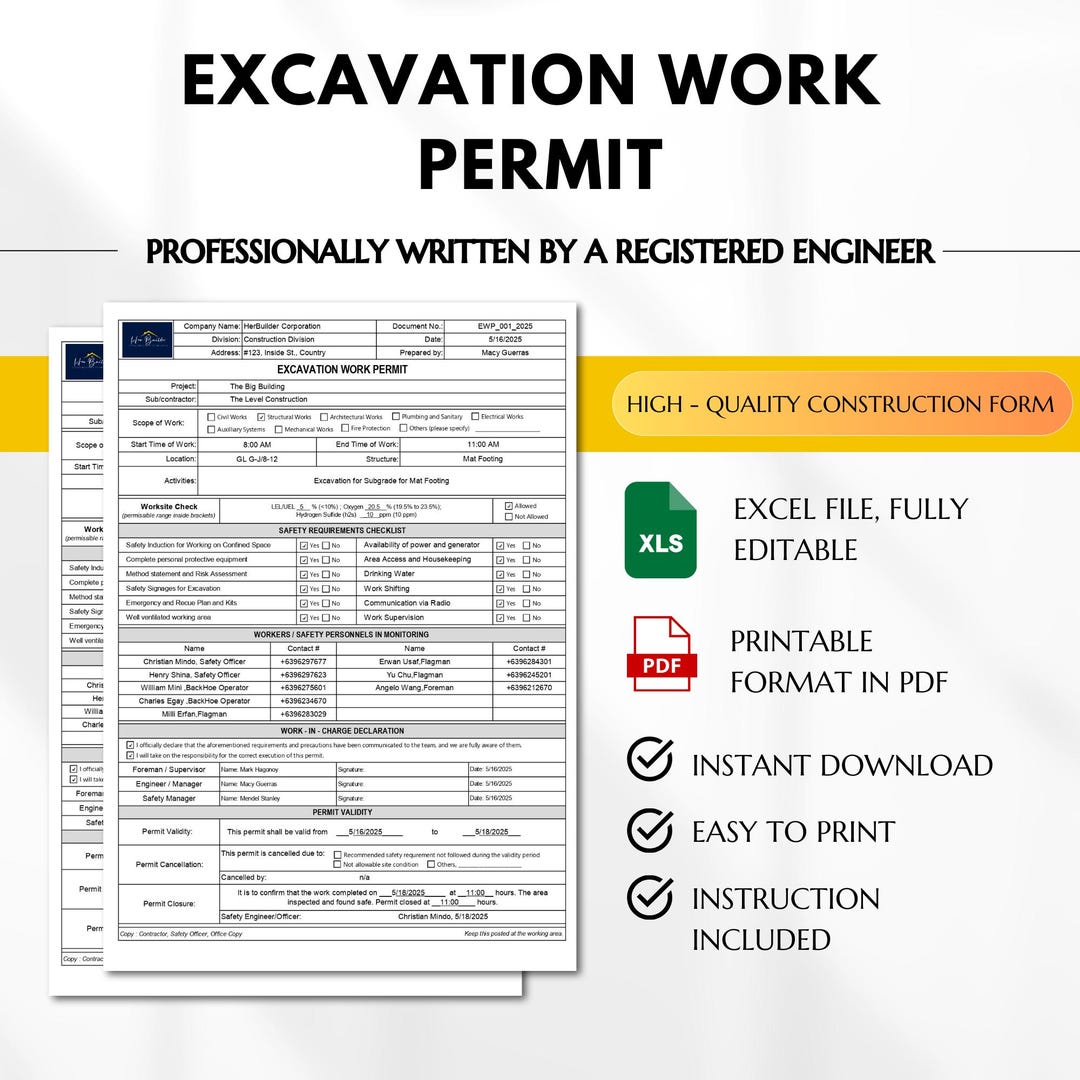 Excavation Work Permit, Construction Excavation Work, Digging at ...