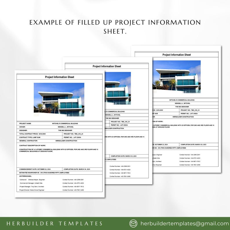 Construction Project Information Sheet, Project Details Sheet, Project ...