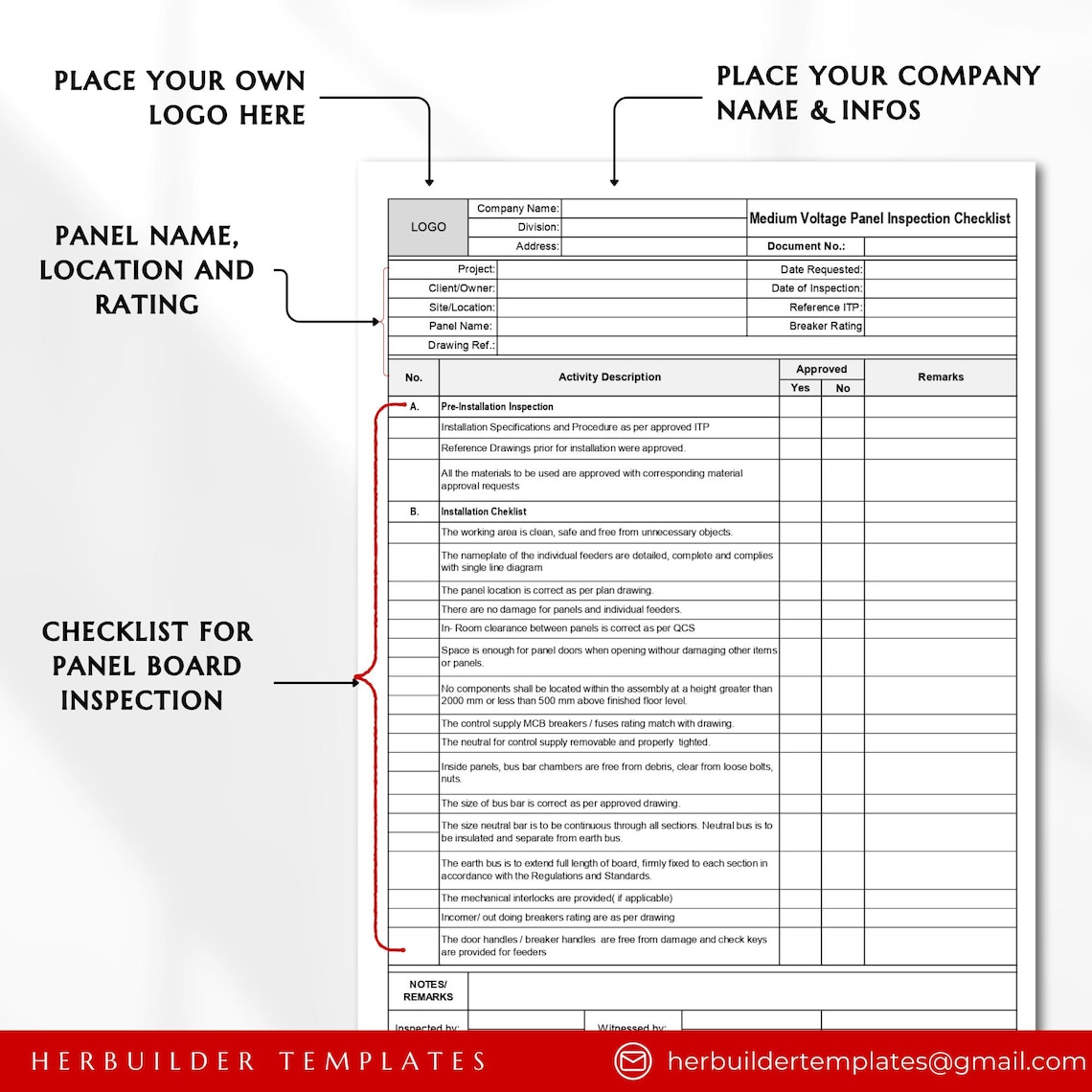 Medium Voltage Panel Inspection Checklist, MV Panel Checklist ...