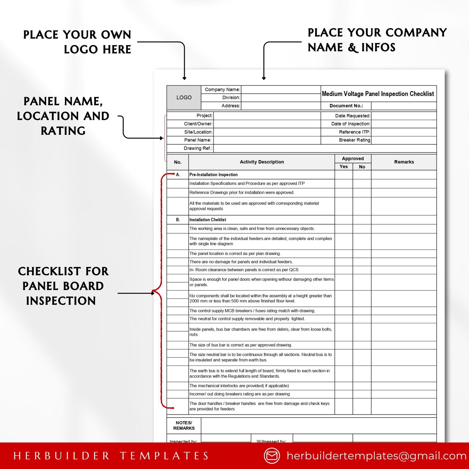 Medium Voltage Panel Inspection Checklist, MV Panel Checklist ...