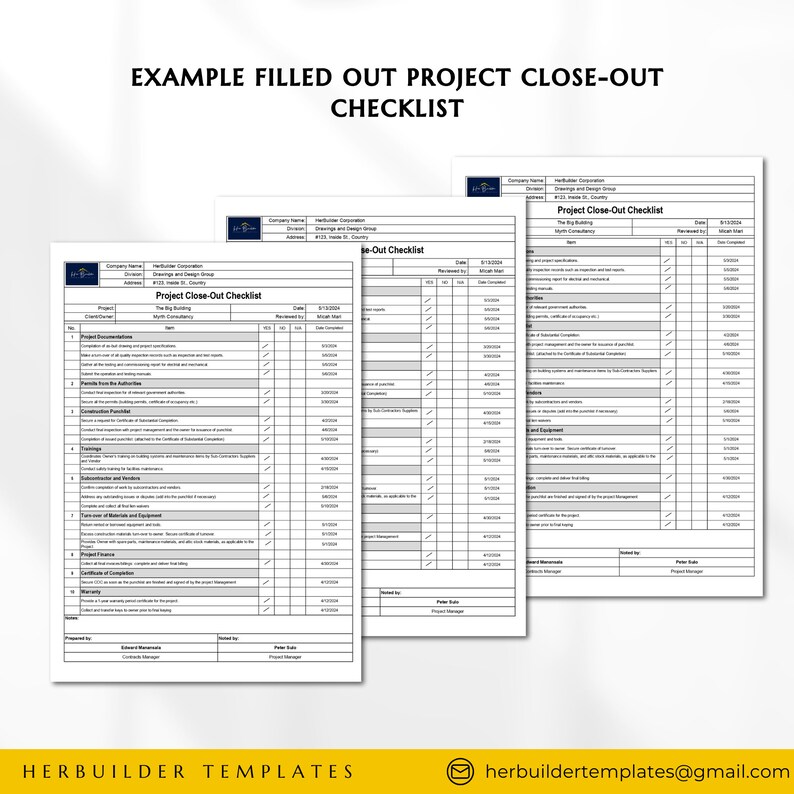 Project Close-out Checklist, Project Completion Form, Certificate of Project Completion, Project ...
