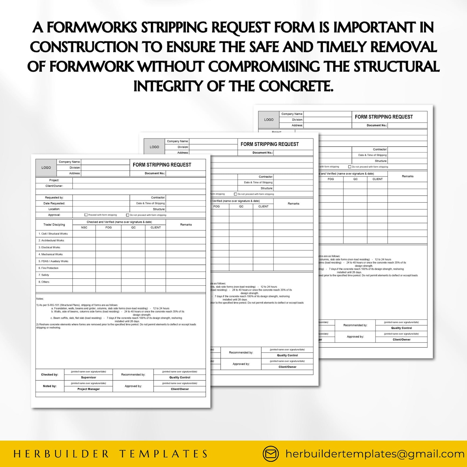 Formworks Stripping Request, Form Shutter Request Form, Formworks ...