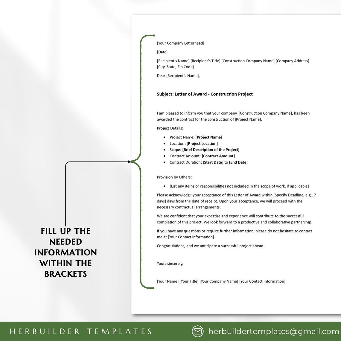 Contract Award Letter Format, Contract Form, Construction Project Award ...