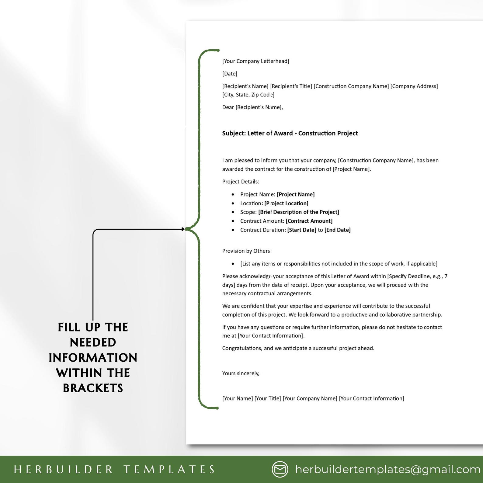 Contract Award Letter Format, Contract Form, Construction Project Award ...