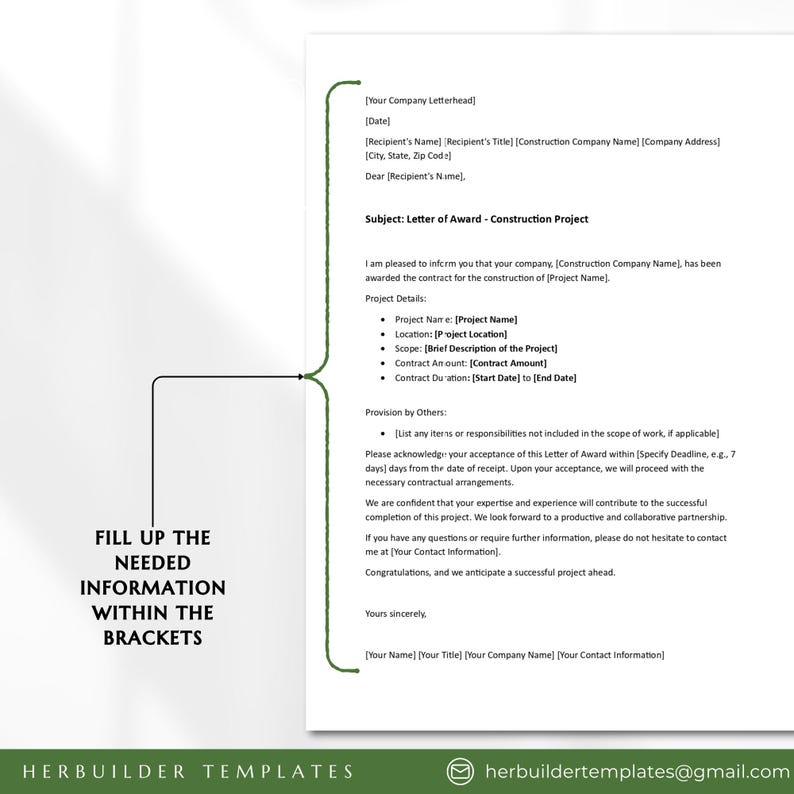 Contract Award Letter Format, Contract Form, Construction Project Award ...