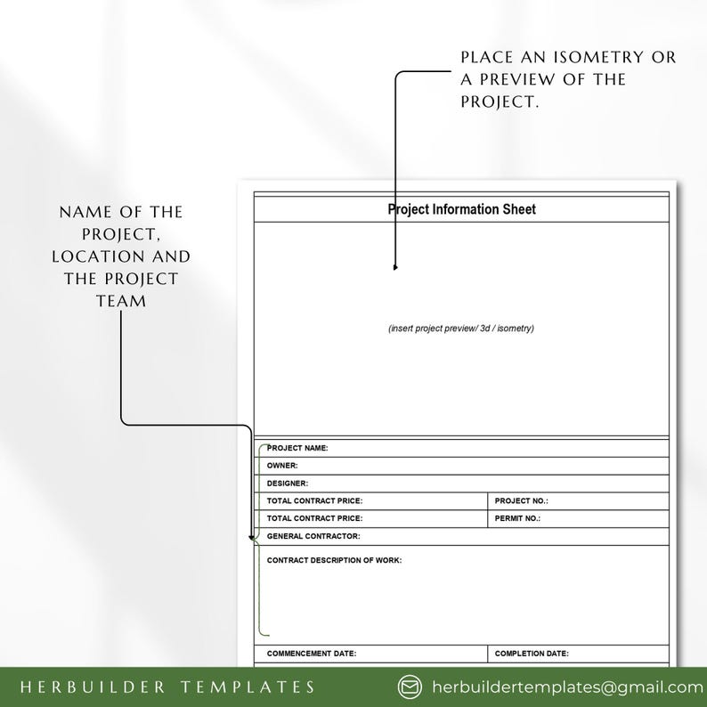 Construction Project Information Sheet, Project Details Sheet, Project Presentation, Project ...