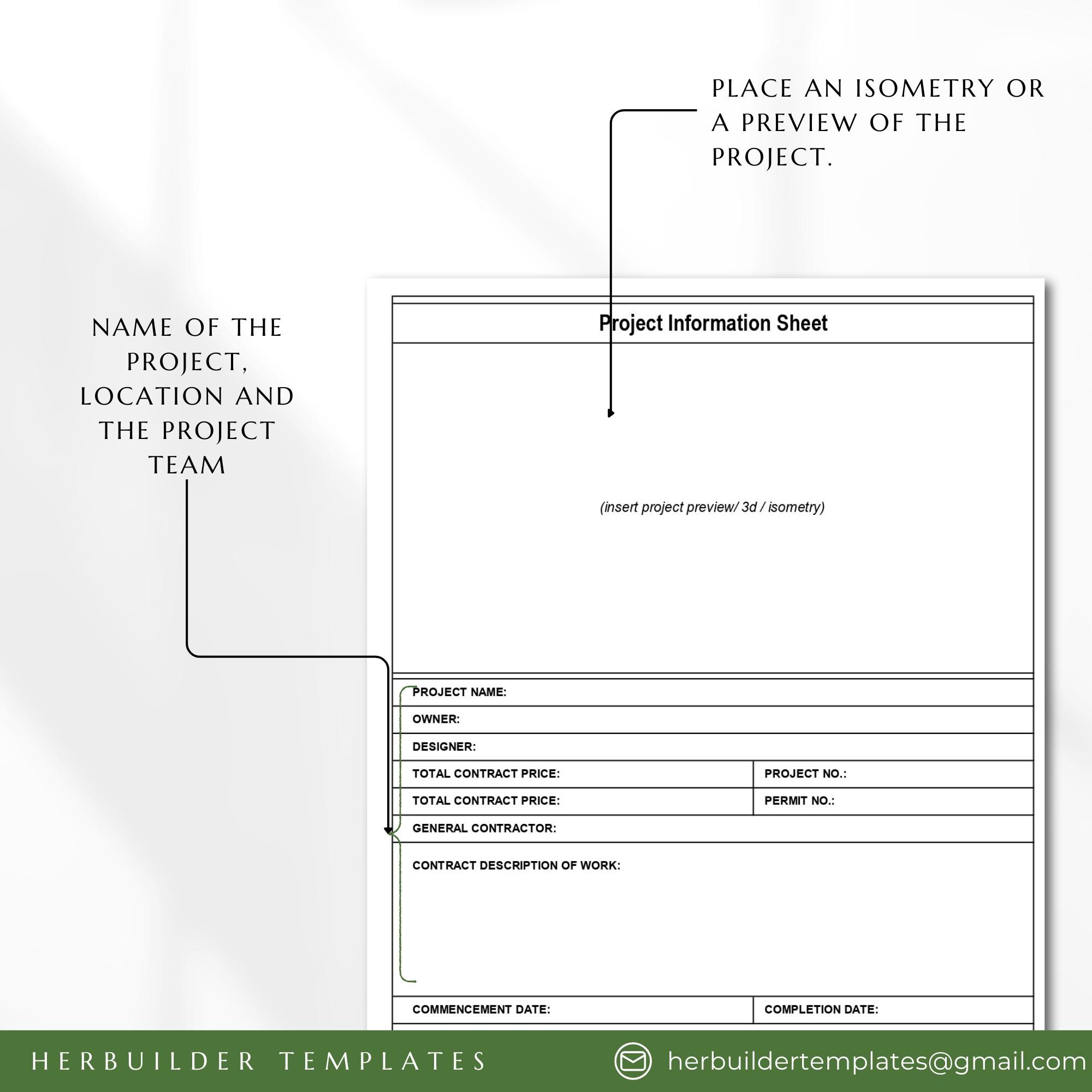 Construction Project Information Sheet, Project Details Sheet, Project ...