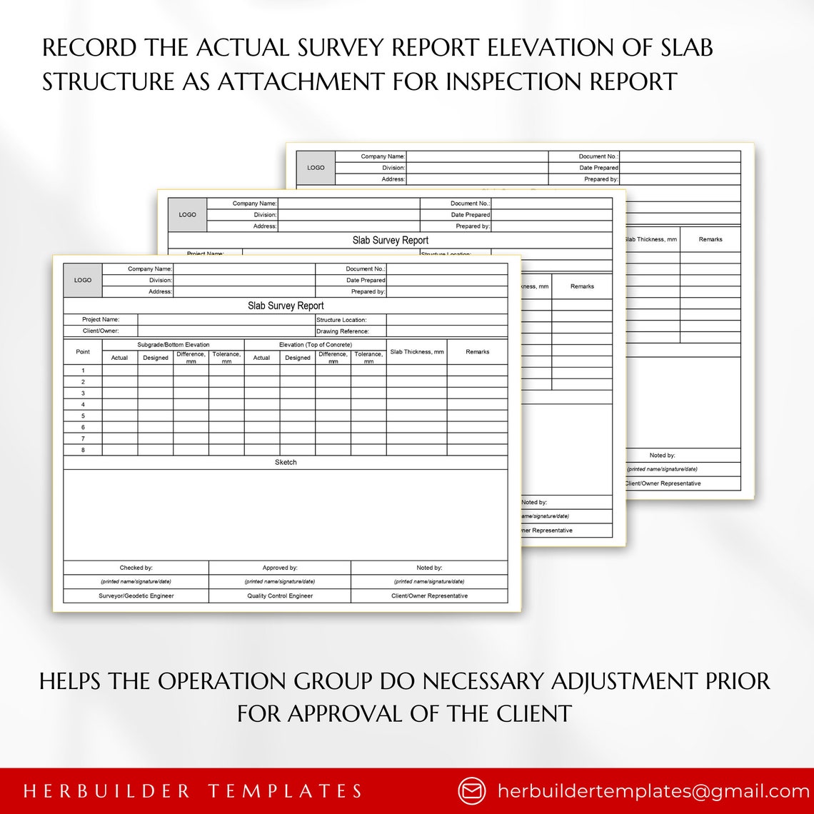 Survey Report Form for Slab, Survey Report for Slab on Grade and ...