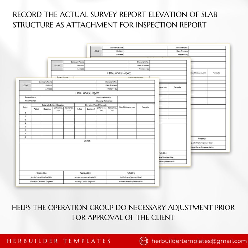 Survey Report Form for Slab, Survey Report for Slab on Grade and ...