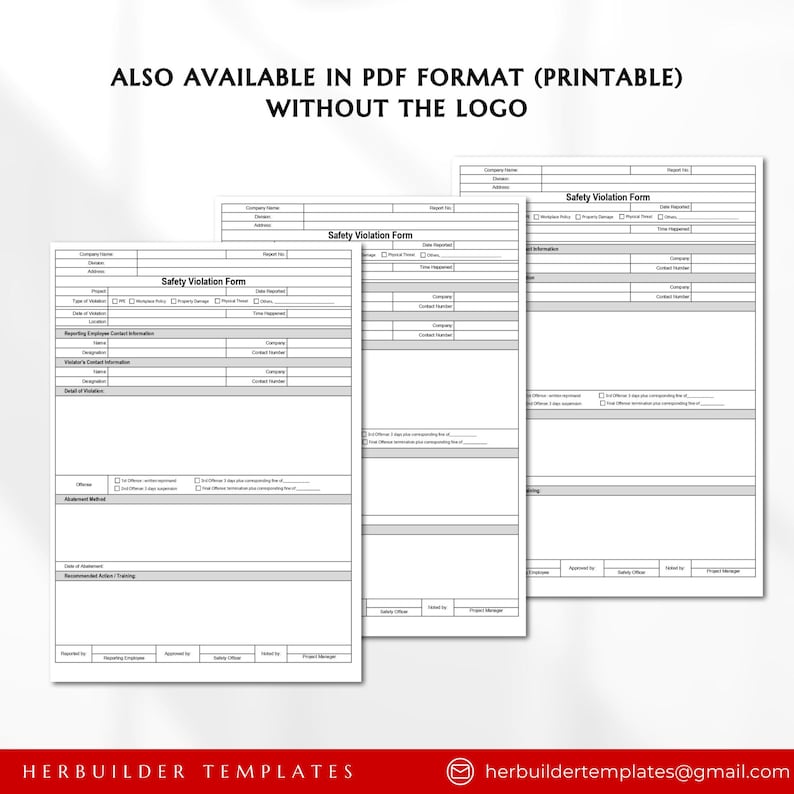 Safety Violation Form, Construction Violation Reports, Unsafe Act ...