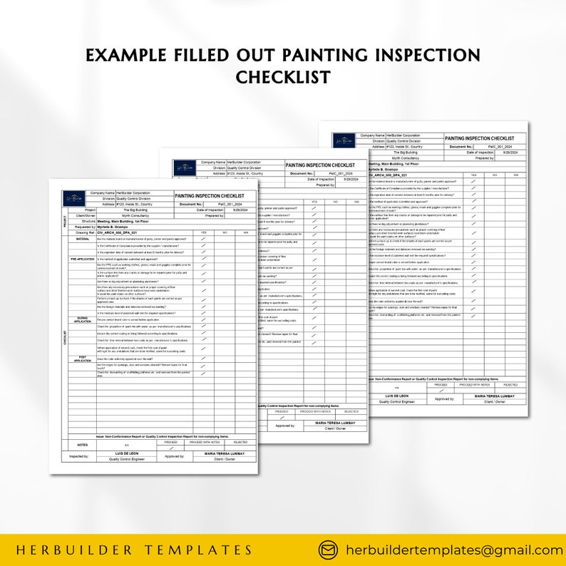 Painting Inspection Checklist Form, Architectural Painting Report ...