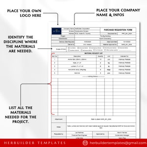 Purchase Requisition Form, Construction Material Request, Project ...