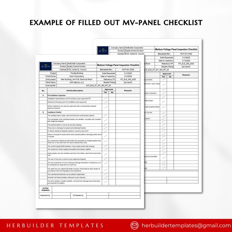 Medium Voltage Panel Inspection Checklist, MV Panel Checklist ...