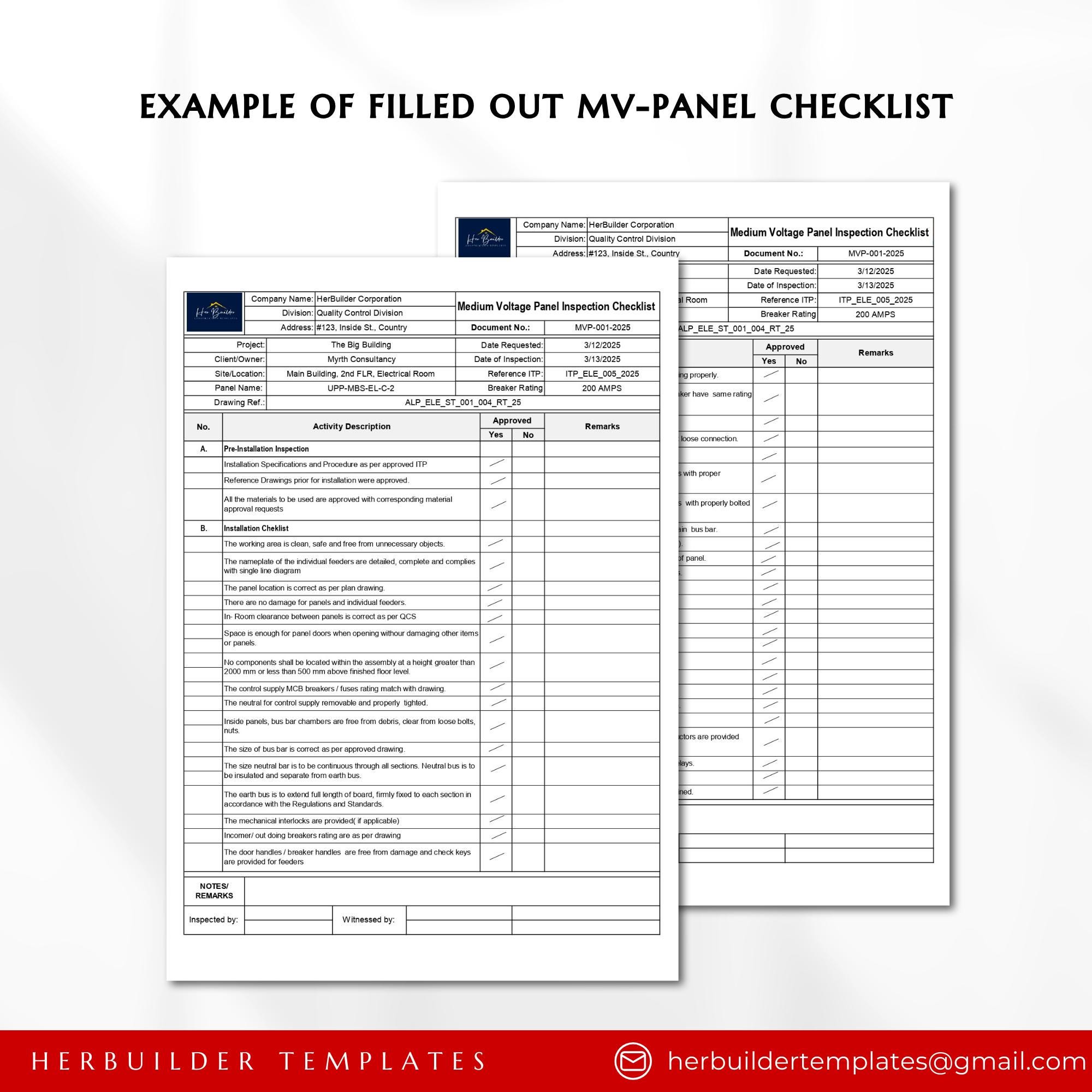 Medium Voltage Panel Inspection Checklist, MV Panel Checklist ...