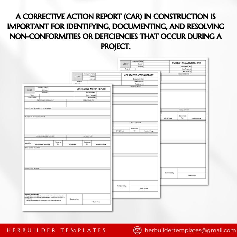 Corrective Action Report Form, Non-conformance Report, Preventive ...