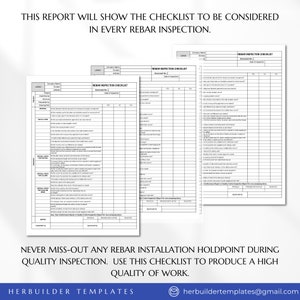 Rebar Inspection Checklist, Reinforcement Checklist, Quality Control ...