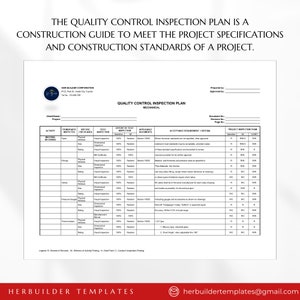 Quality Control Inspection Plan Template for Mechanical Works ...