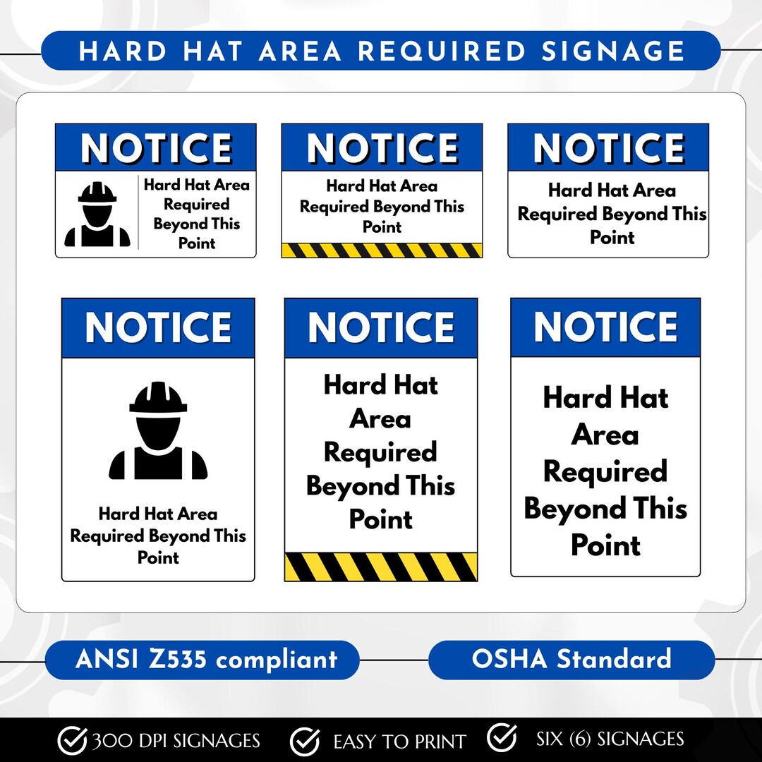 Hard Hat Area Required Beyond This Point Signage, Hard Hat Area Safety ...