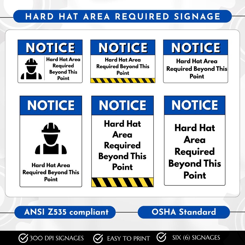 Hard Hat Area Required Beyond This Point Signage, Hard Hat Area Safety ...