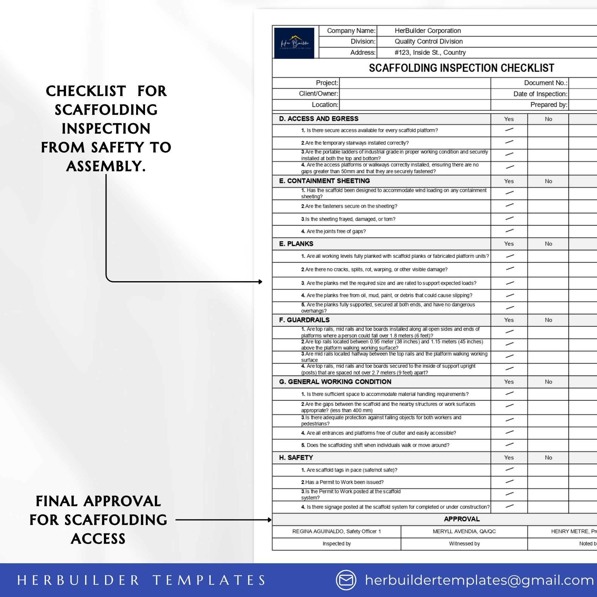Scaffolding Inspection Checklist, Scaffolding System, Scaffolding ...
