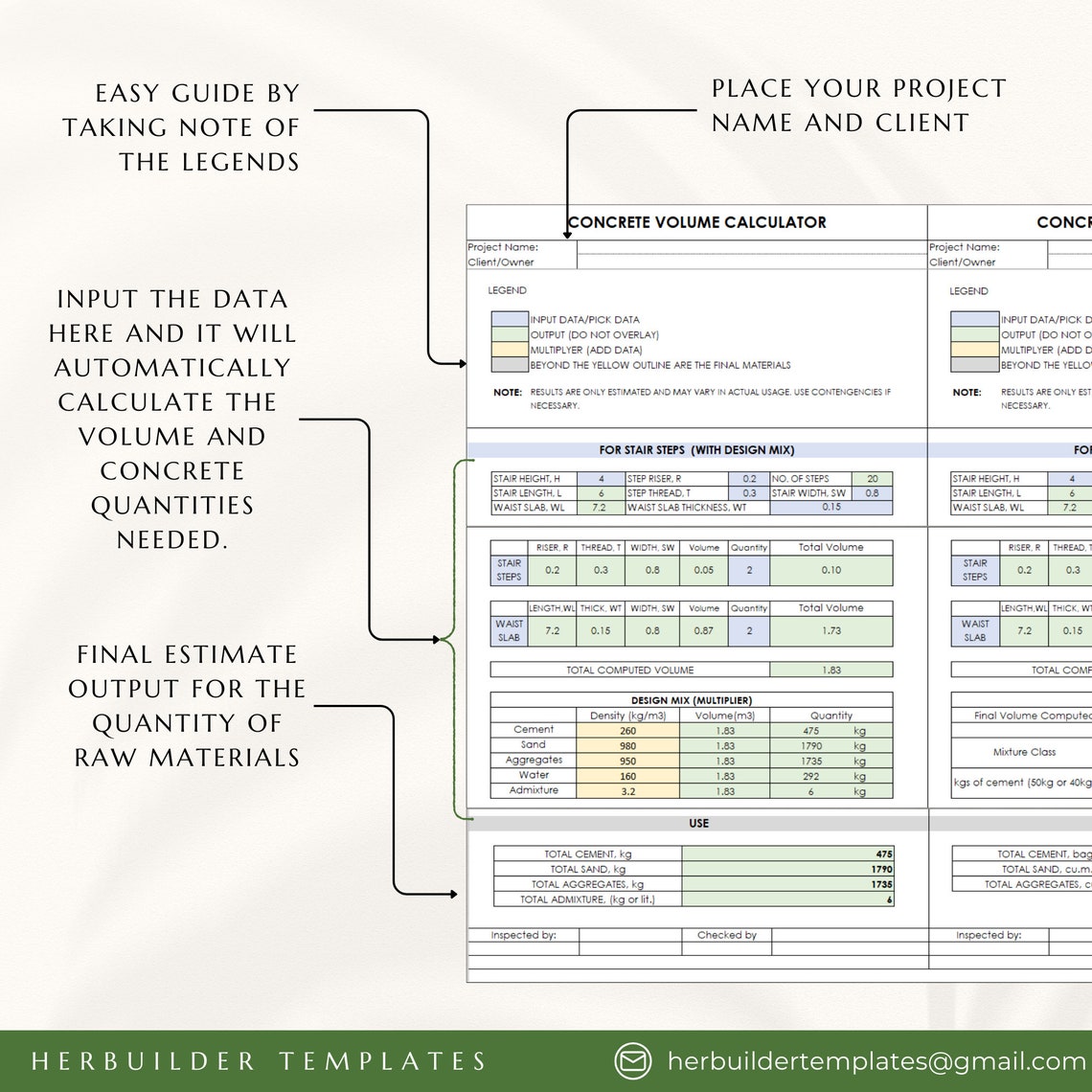 Concrete Estimate Calculator, Project Estimate Template, Construction ...