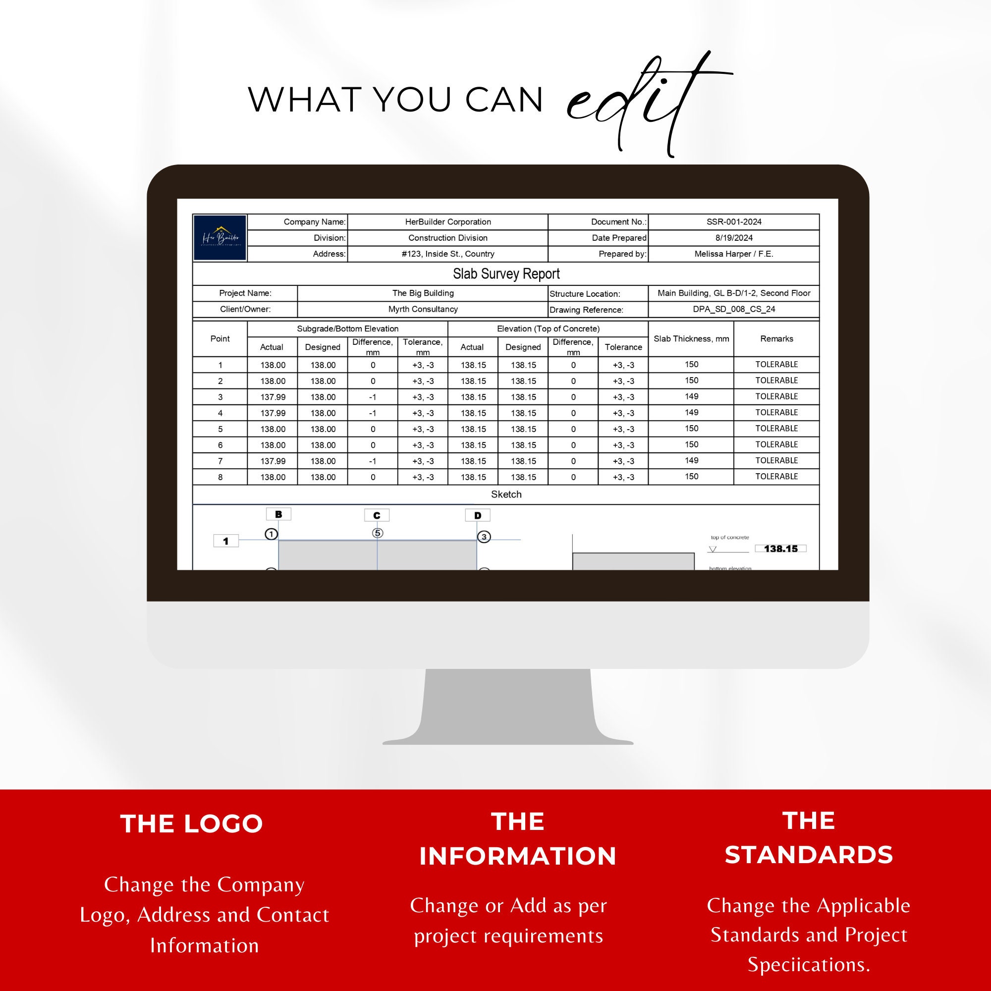 Survey Report Form for Slab, Survey Report for Slab on Grade and ...