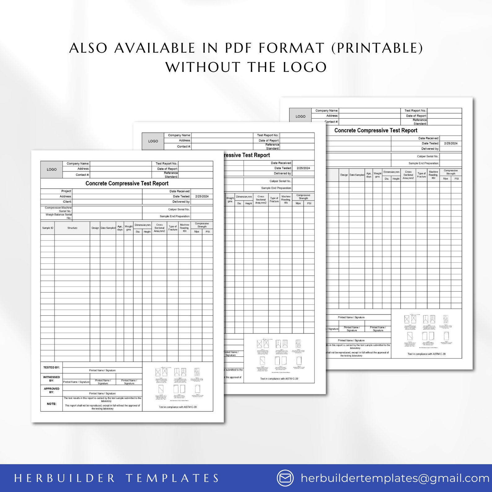 Concrete Compressive Test Report Form, Concrete Test Evaluation Report ...
