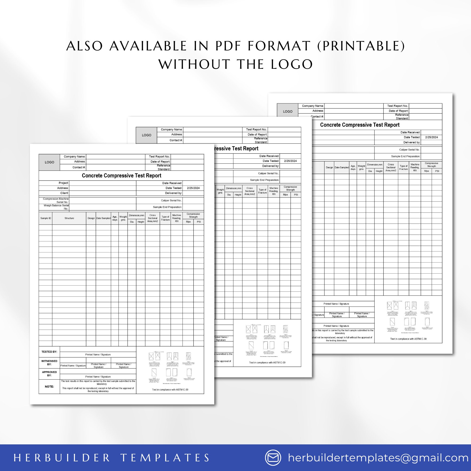 Concrete Compressive Test Report Form, Concrete Test Evaluation Report ...