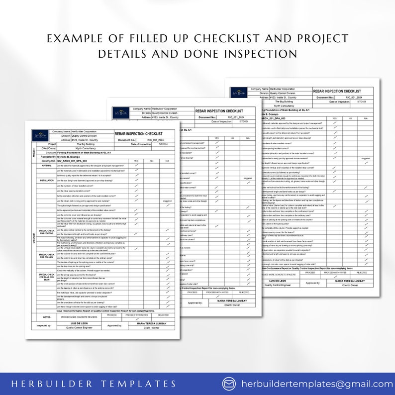 Rebar Inspection Checklist, Reinforcement Checklist, Quality Control ...