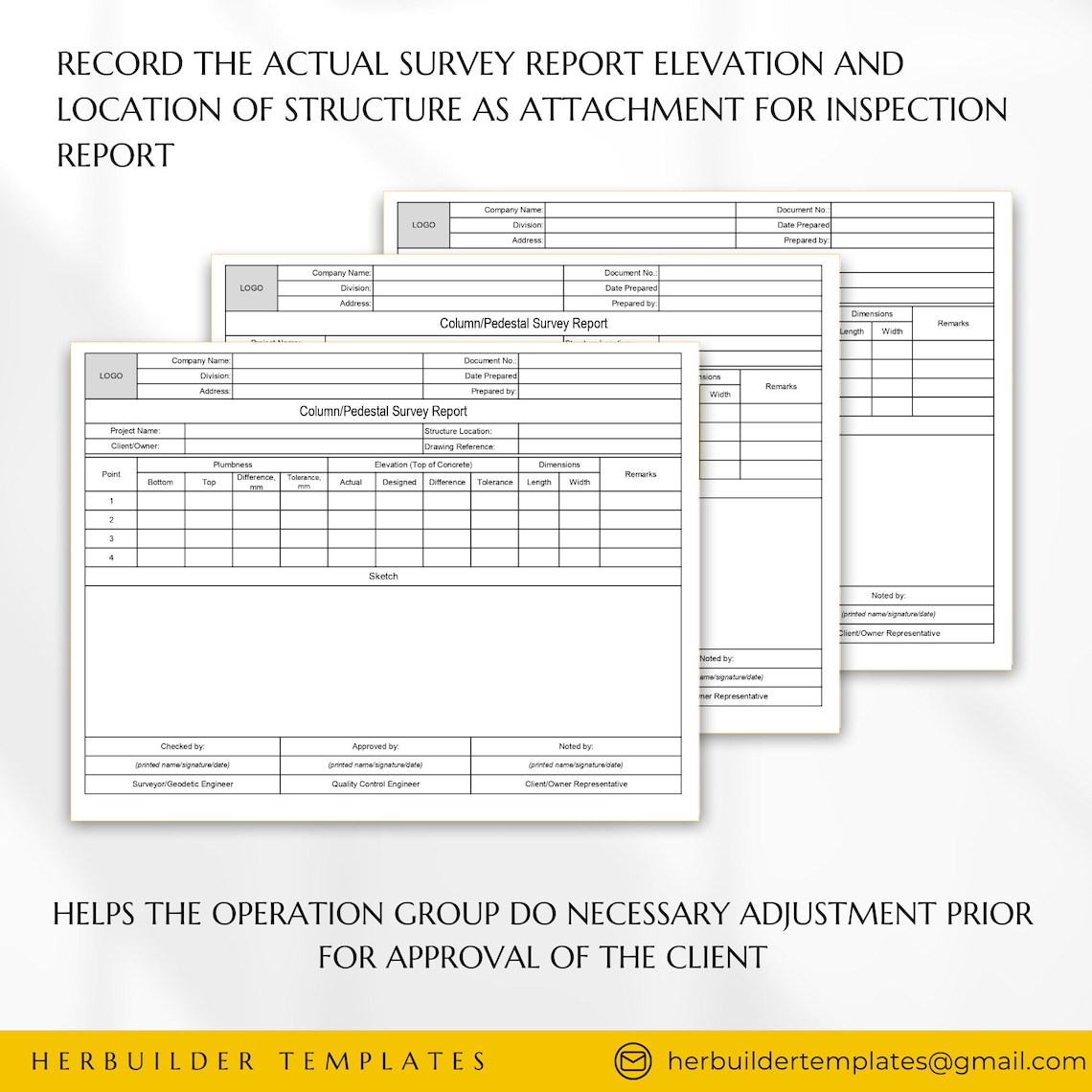 Column and Pedestal Survey Report Form, Geodetic Engineer's Form ...