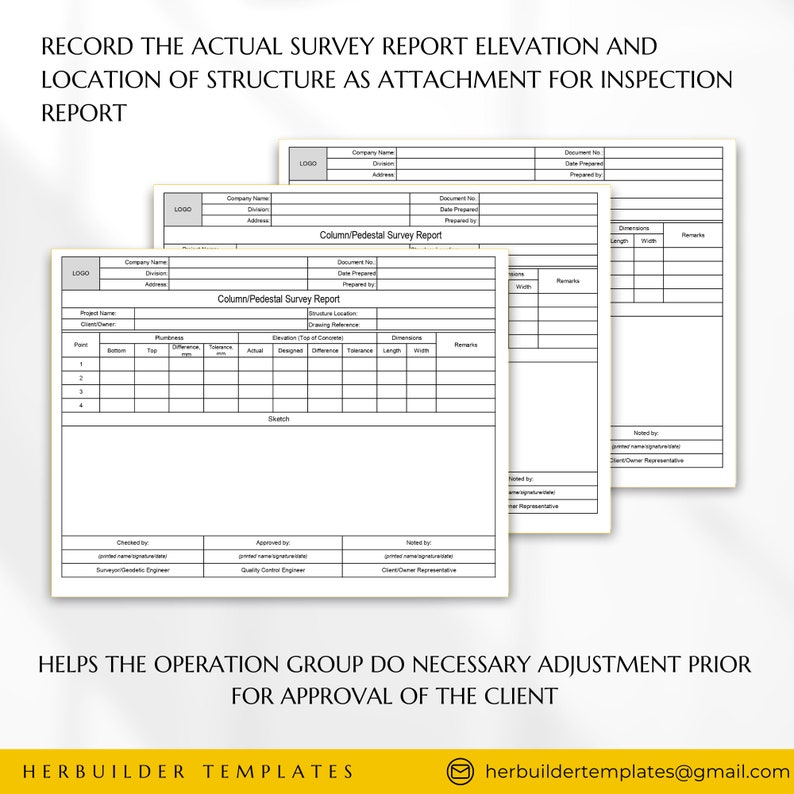 Column and Pedestal Survey Report Form, Geodetic Engineer's Form ...