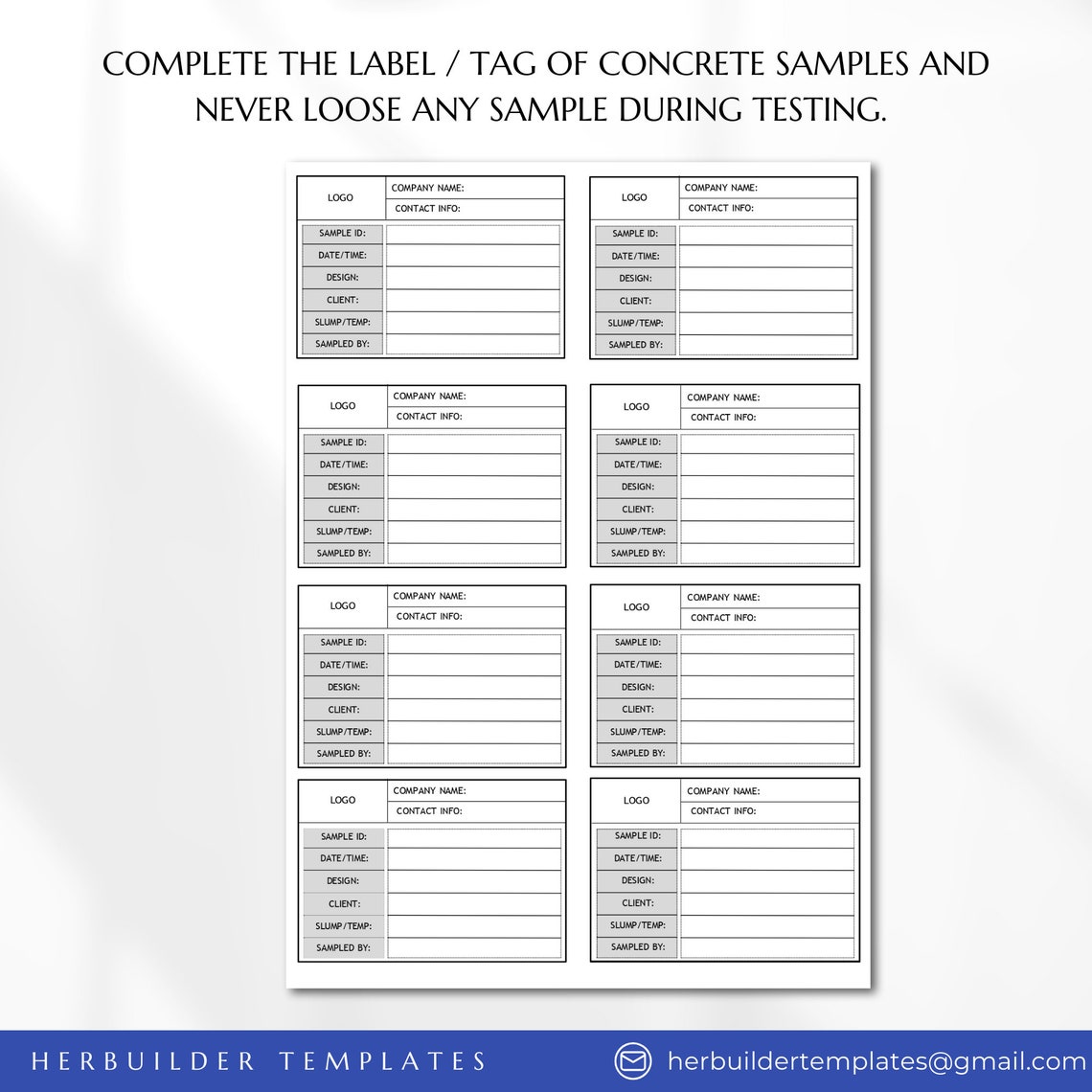 Concrete Sample Tag and Label, Concrete Sampling, Concrete Cylinder ...