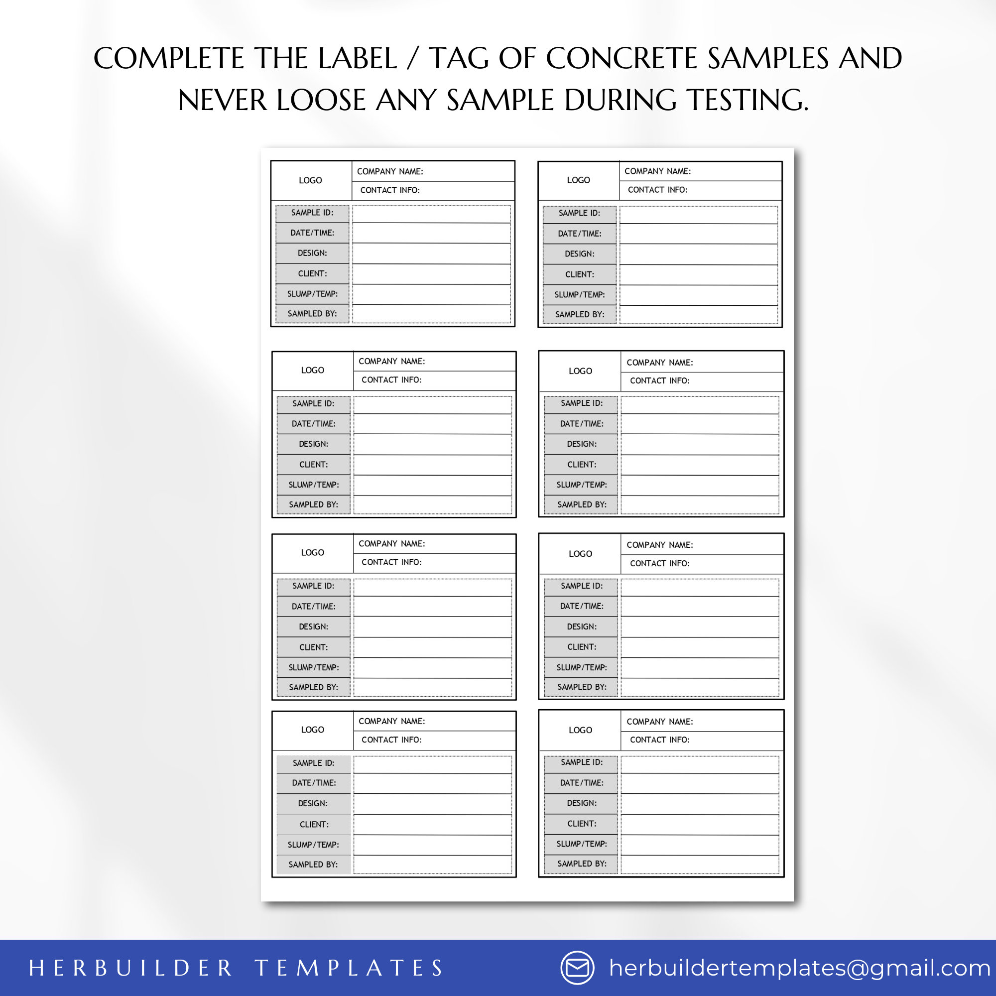 Concrete Sample Tag and Label, Concrete Sampling, Concrete Cylinder ...
