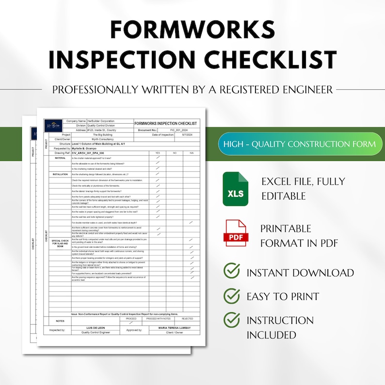 Formworks Inspection Checklist, Shutter Inspection, Formworks Before Concrete Pouring, Quality ...