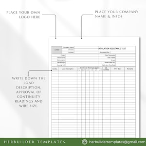 Insulation Resistance Test Form, Electrical Insulation Test, Electrical ...
