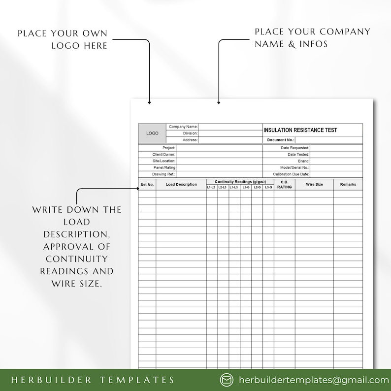 Insulation Resistance Test Form, Electrical Insulation Test, Electrical ...