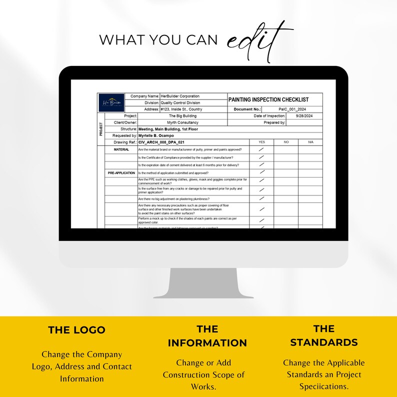 Painting Inspection Checklist Form, Architectural Painting Report ...