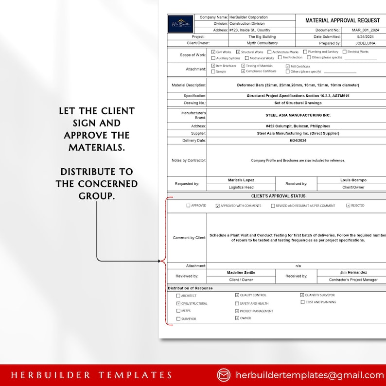 Material Approval Request Form, Construction Material Approval Form ...